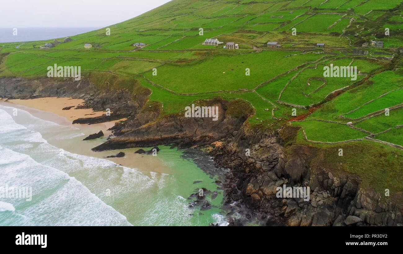 Wonderful landscape at Dingle Peninsula in Ireland – aerial view Stock ...