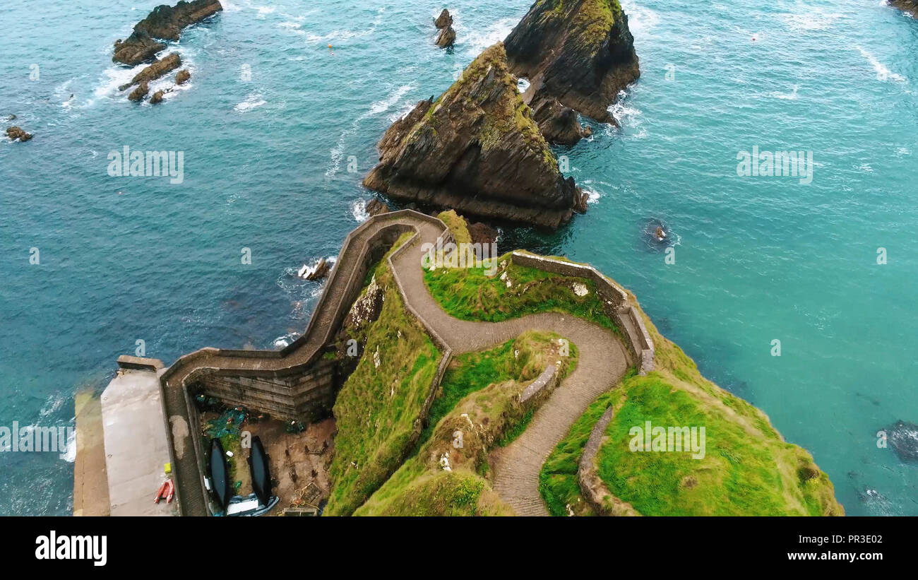 Aerial view over Dunquin Pier on Dingle Peninsula in Ireland Stock ...