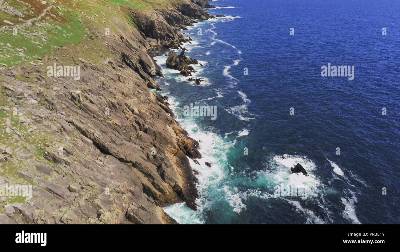 Aerial view over deep blue ocean water at the Irish west coast Stock ...