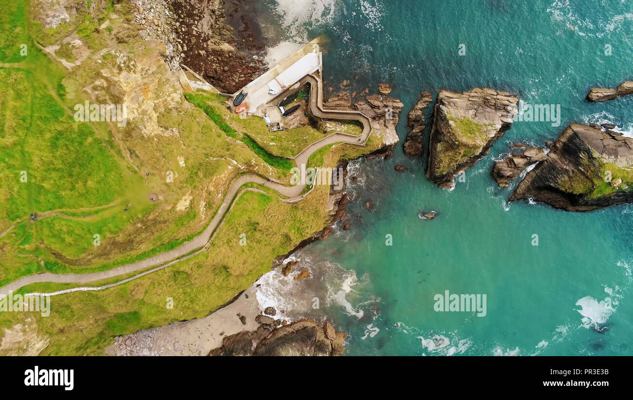 Aerial view over Dunquin Pier at Dingle Peninsula – view from above ...