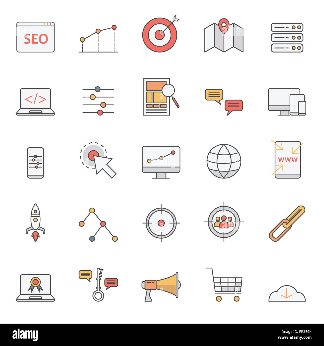 Simple seo icons set for website or basic element with color style ...