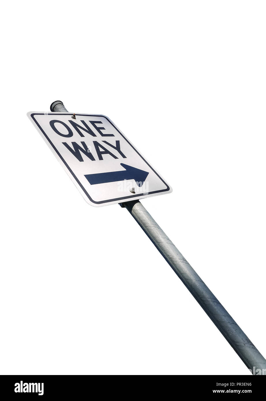 One way road sign isolated on white backdrop Stock Photo - Alamy