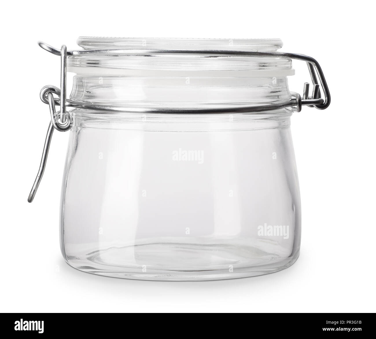 Empty glass jar isolated on white background. Transparent airtight ...