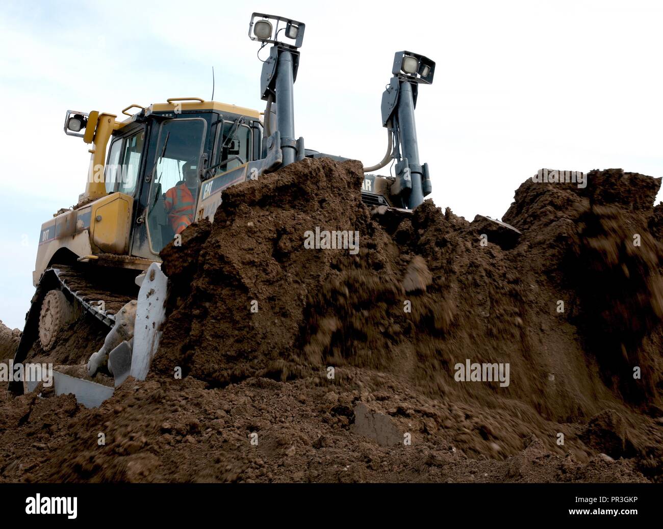 A Caterpillar D8T Bulldozer fitted with a semi universal blade and ...