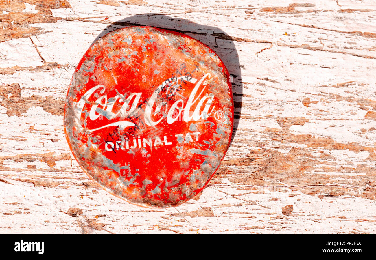 Scratched Coca-Cola Bottle Lid, Coca-Cola was first introduced in 1886 ...