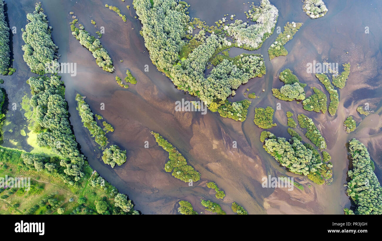 Aerial landscape - river delta Stock Photo - Alamy