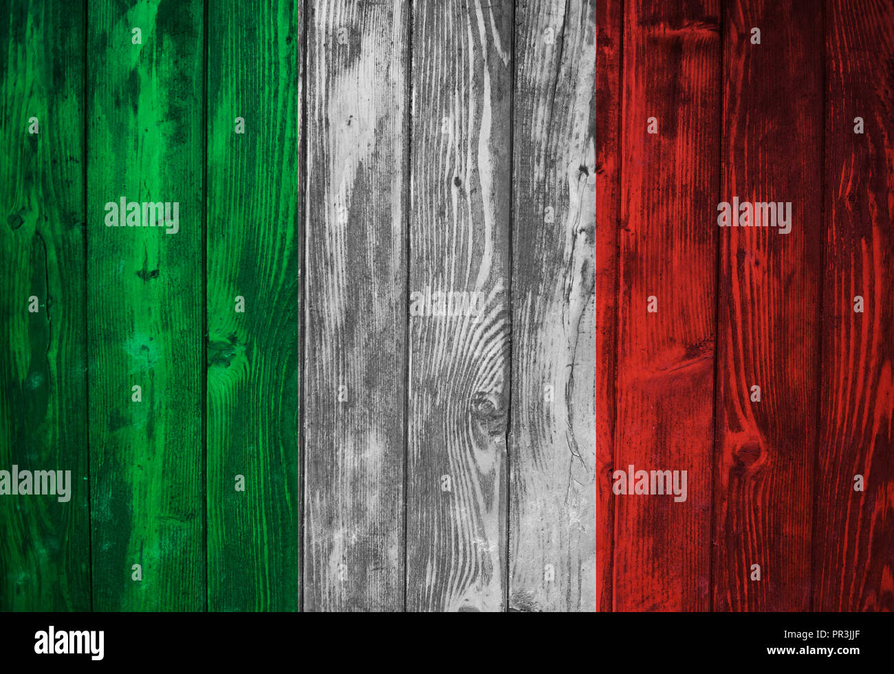 Italian flag painted on wooden fence Stock Photo - Alamy
