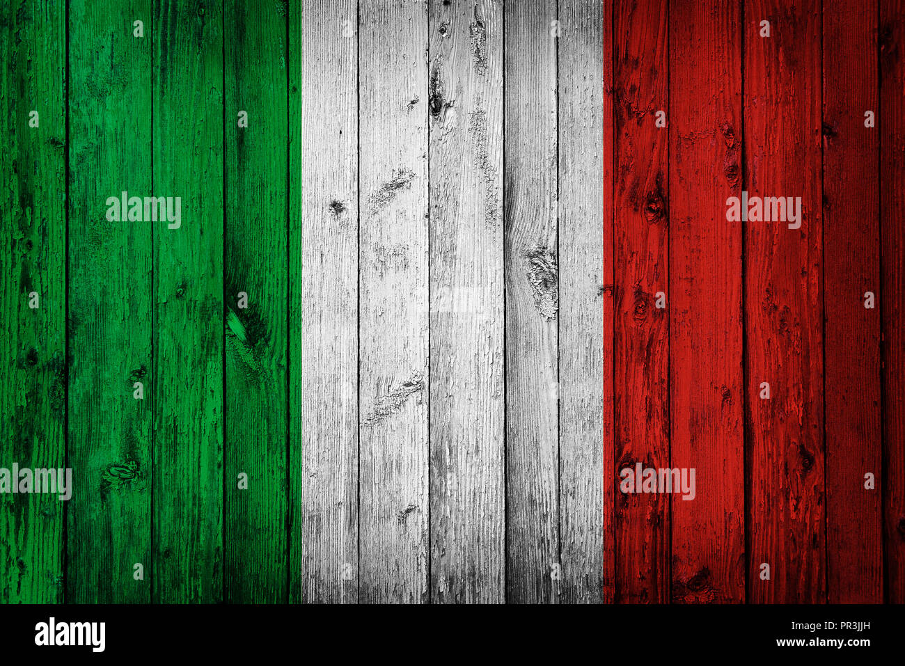 Italian flag painted on wooden fence Stock Photo - Alamy