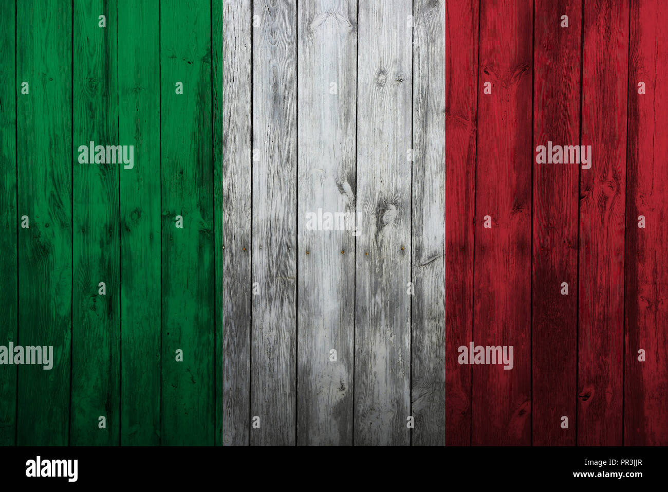 Italian flag painted on wooden fence Stock Photo - Alamy