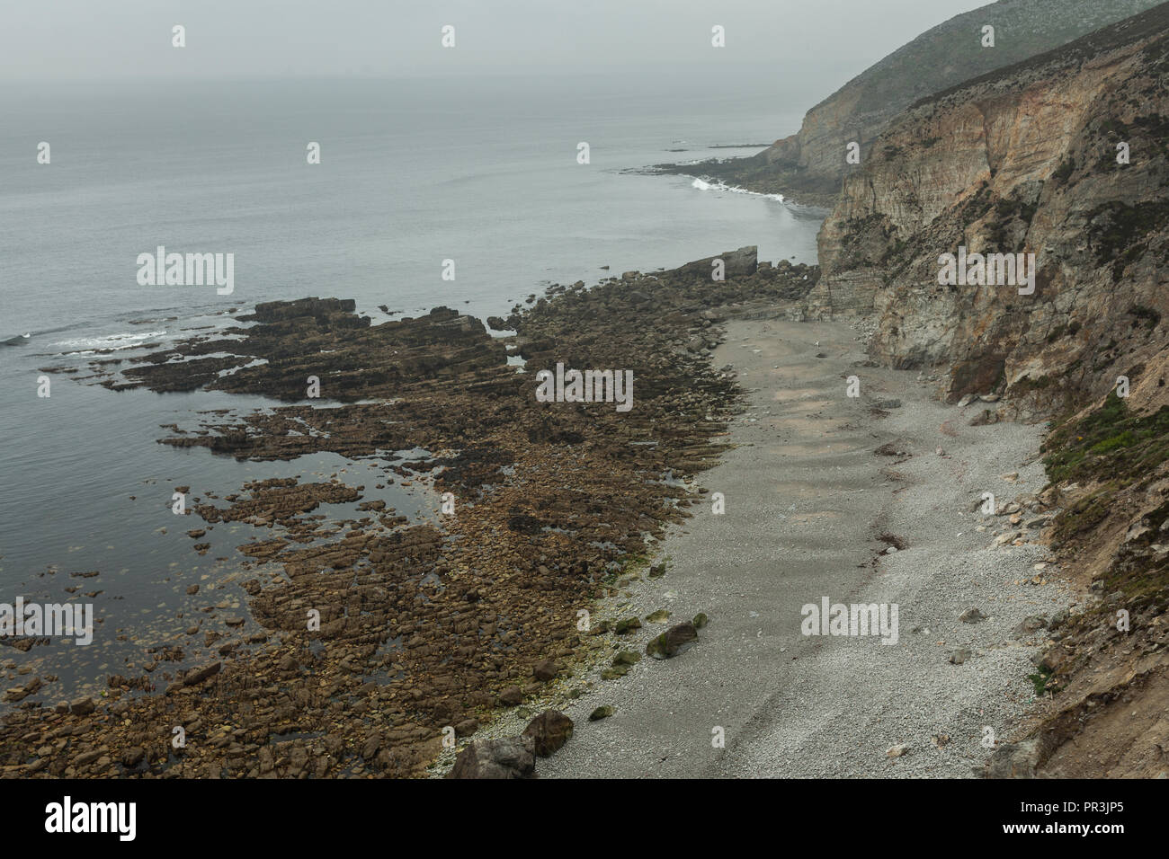 Summer Atlantic rocky coast view Big stony rockfall on precipice shore ...