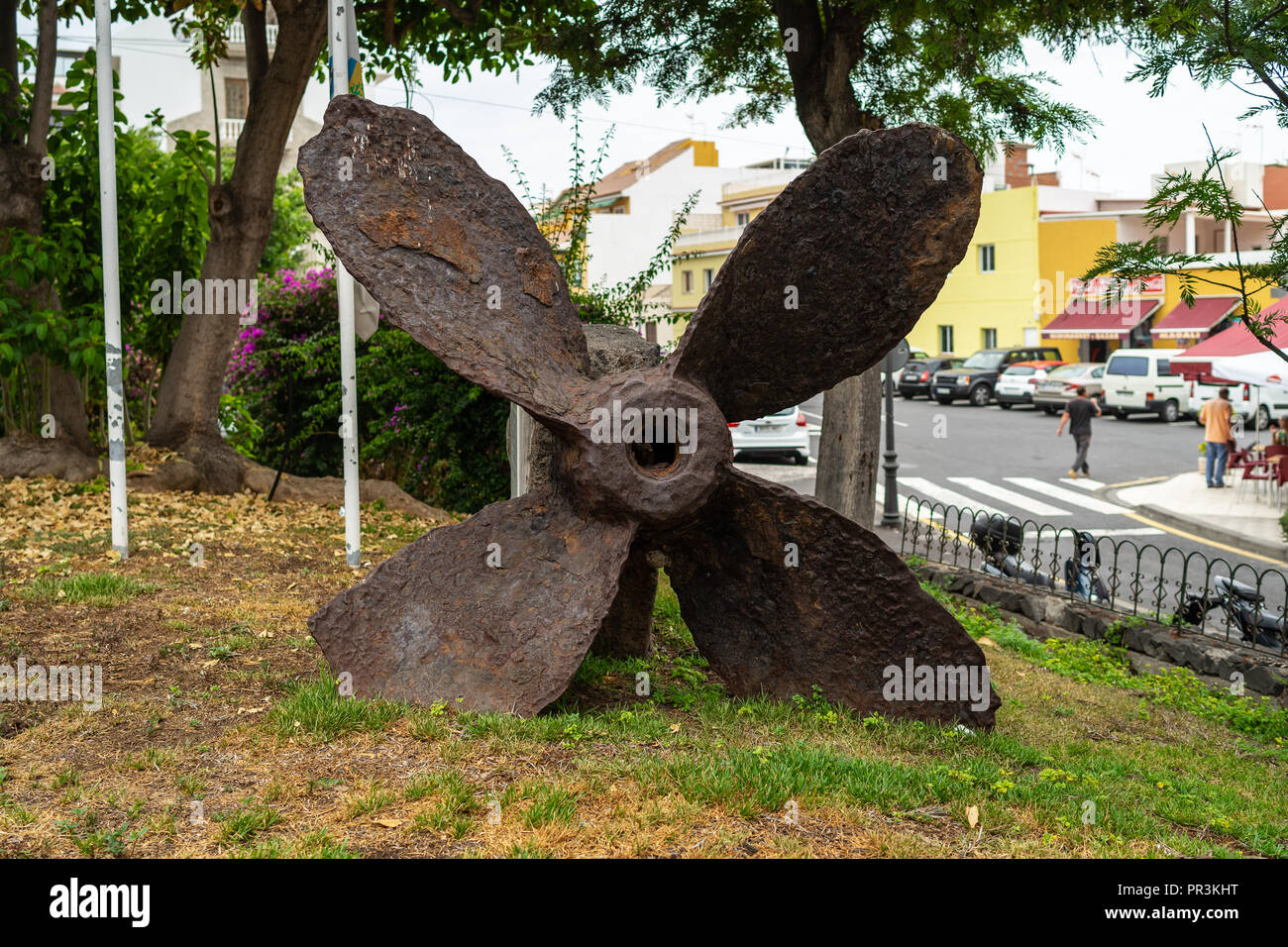 PUERTO DE LA CRUZ, SPAIN - JULY 19, 2018: Rusty propeller of MS Titilis ...