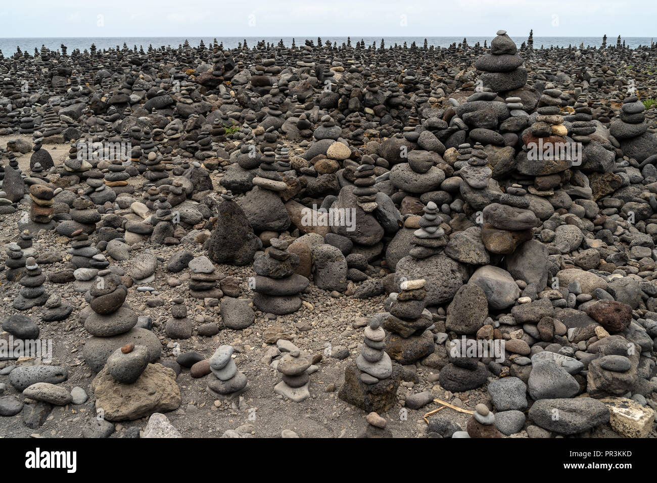 A pile of pebbles is built in the form of a pyramid. Landscape Stock ...