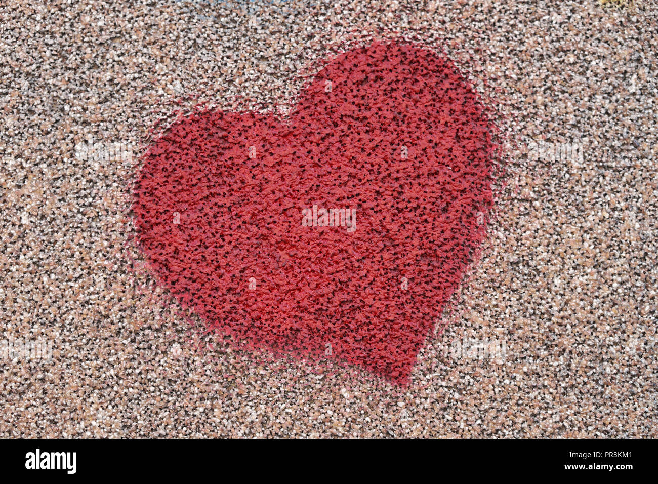 Red heart shape spray paint at wall love Stock Photo - Alamy