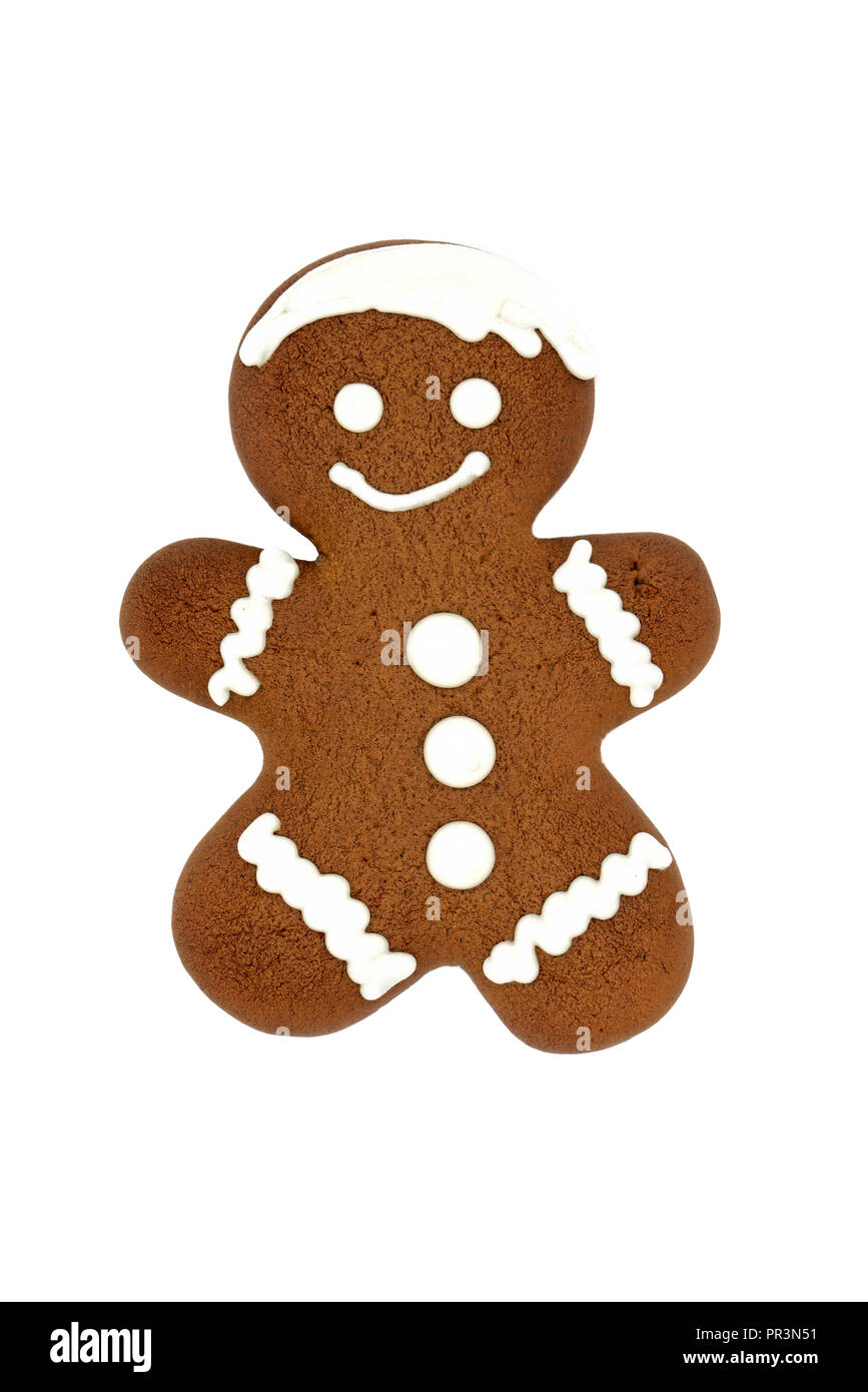 homemade gingerbread figure for christmas time on white background ...
