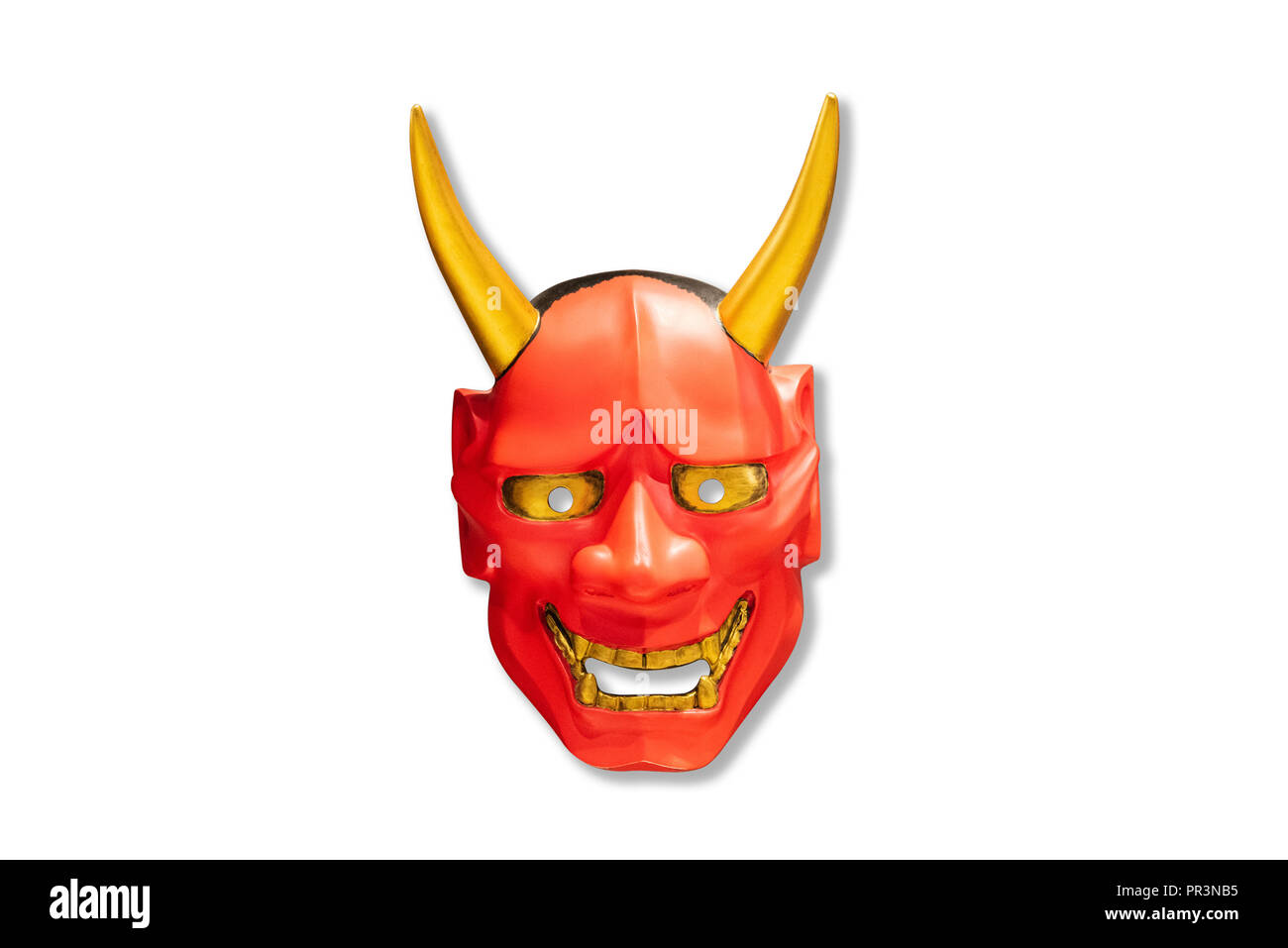 Traditional Japanese red devil mask Kabuki Mask on white background ...