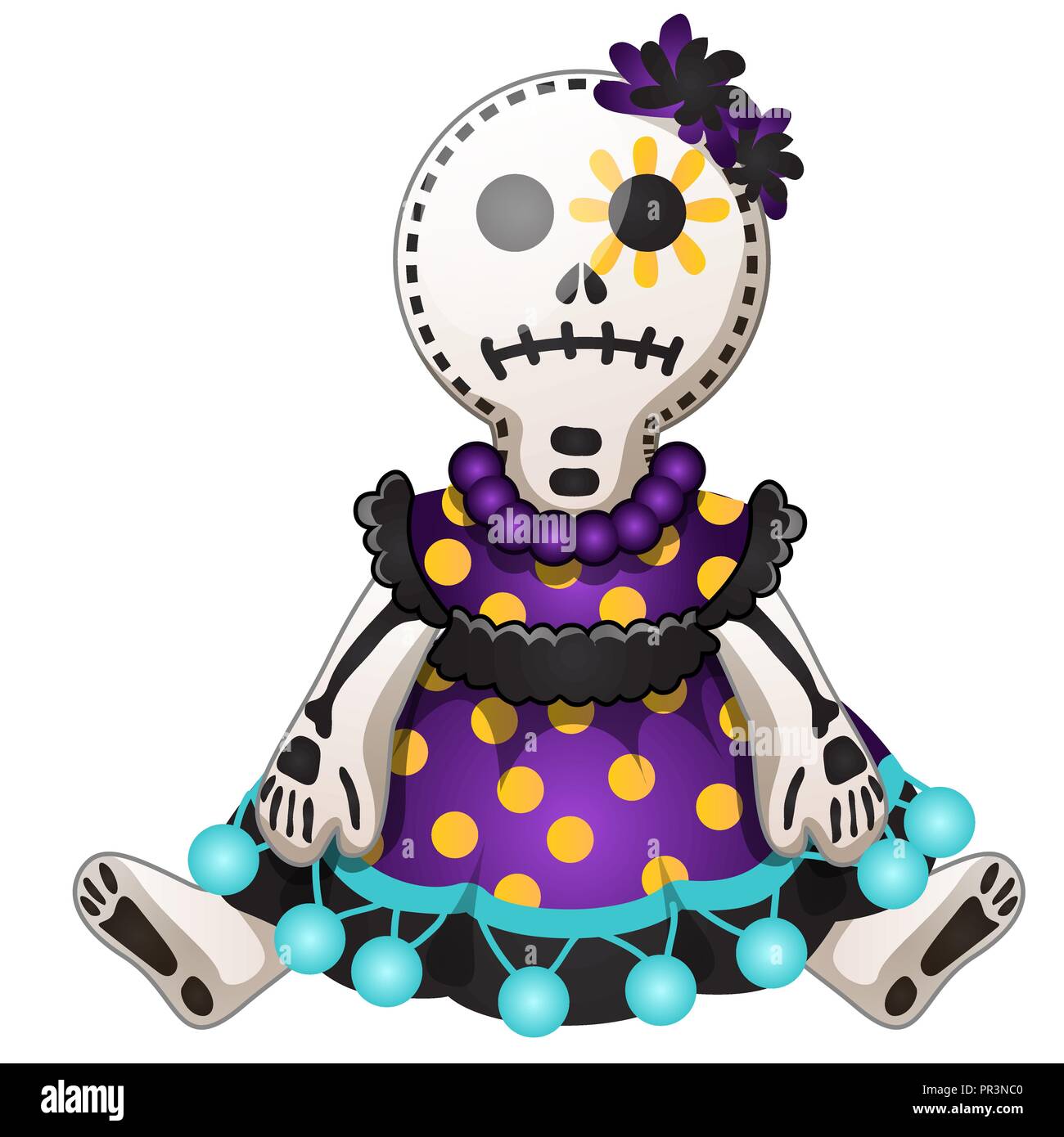 Funny doll with contours in the form of strokes and dotted lines ...