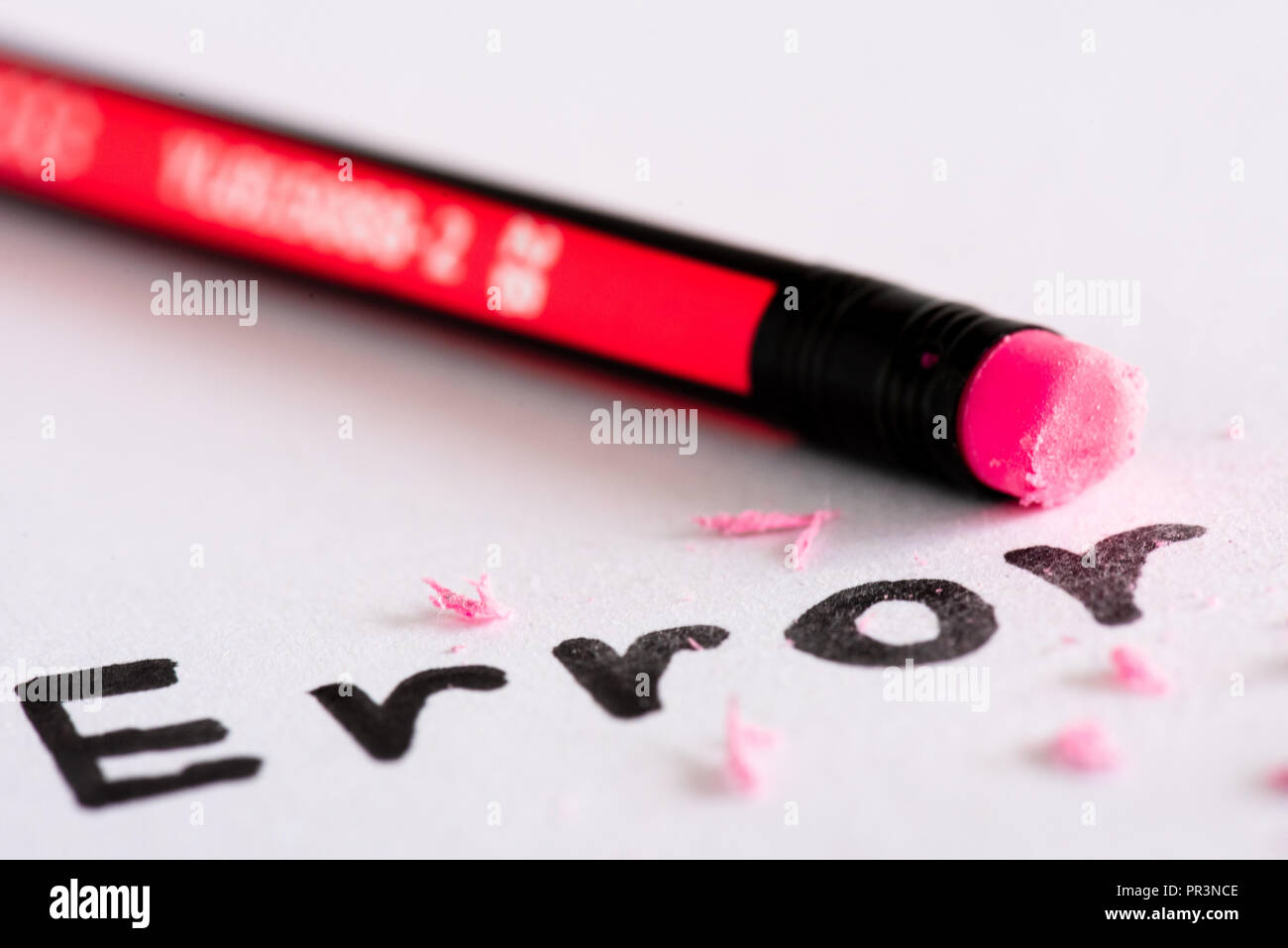 Erase the word Error with a rubber concept of eliminating the error ...