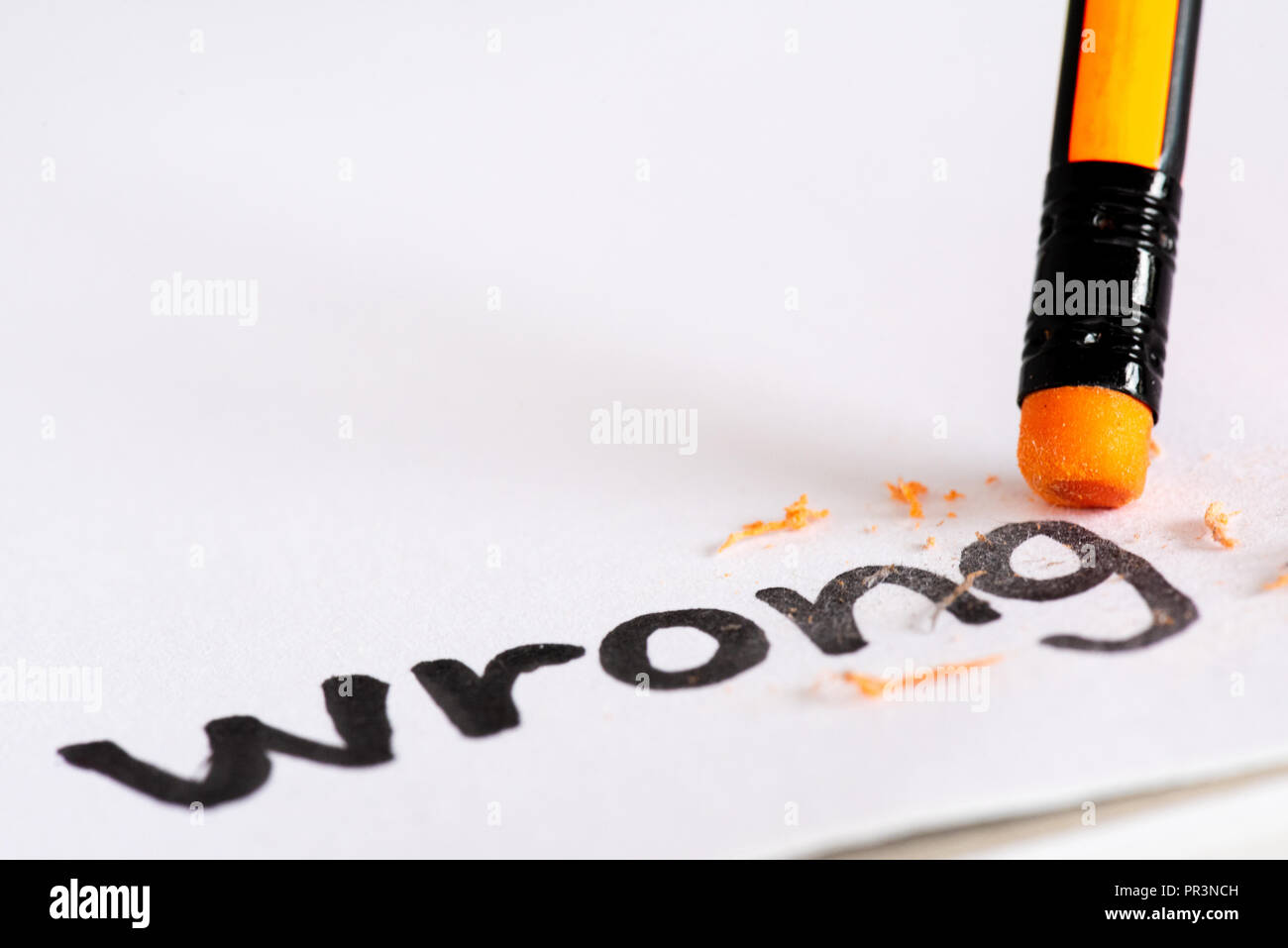 Erase the word Wrong with a rubber concept of eliminating the error ...