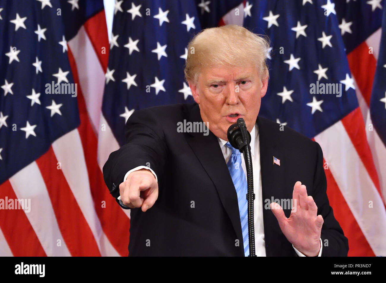NEW YORK, NY - SEPTEMBER 26, 2018: President Trump holds a press ...