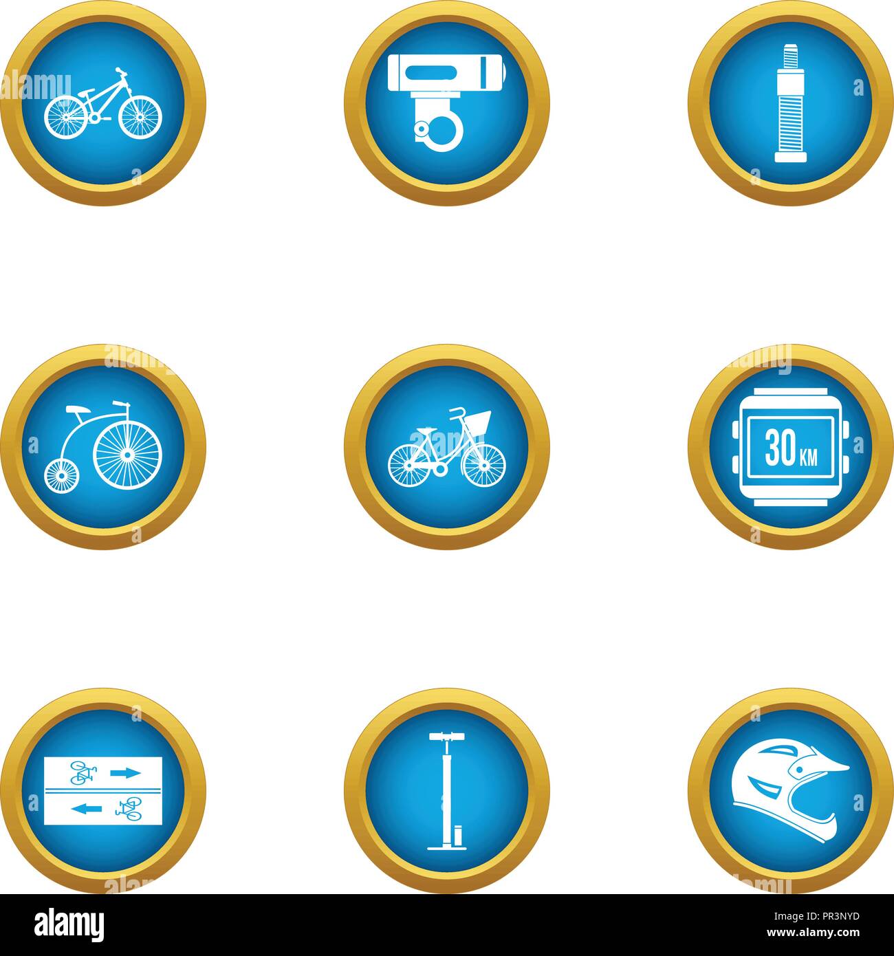 Bicycle path icons set, flat style Stock Vector Image & Art - Alamy