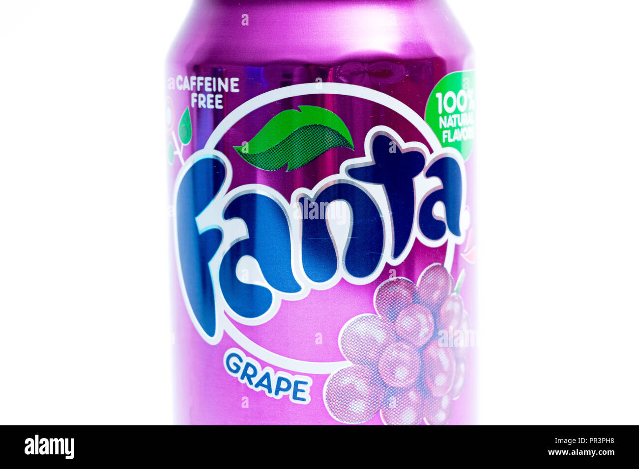 Fanta can soda grappe taste purple fruit Stock Photo - Alamy
