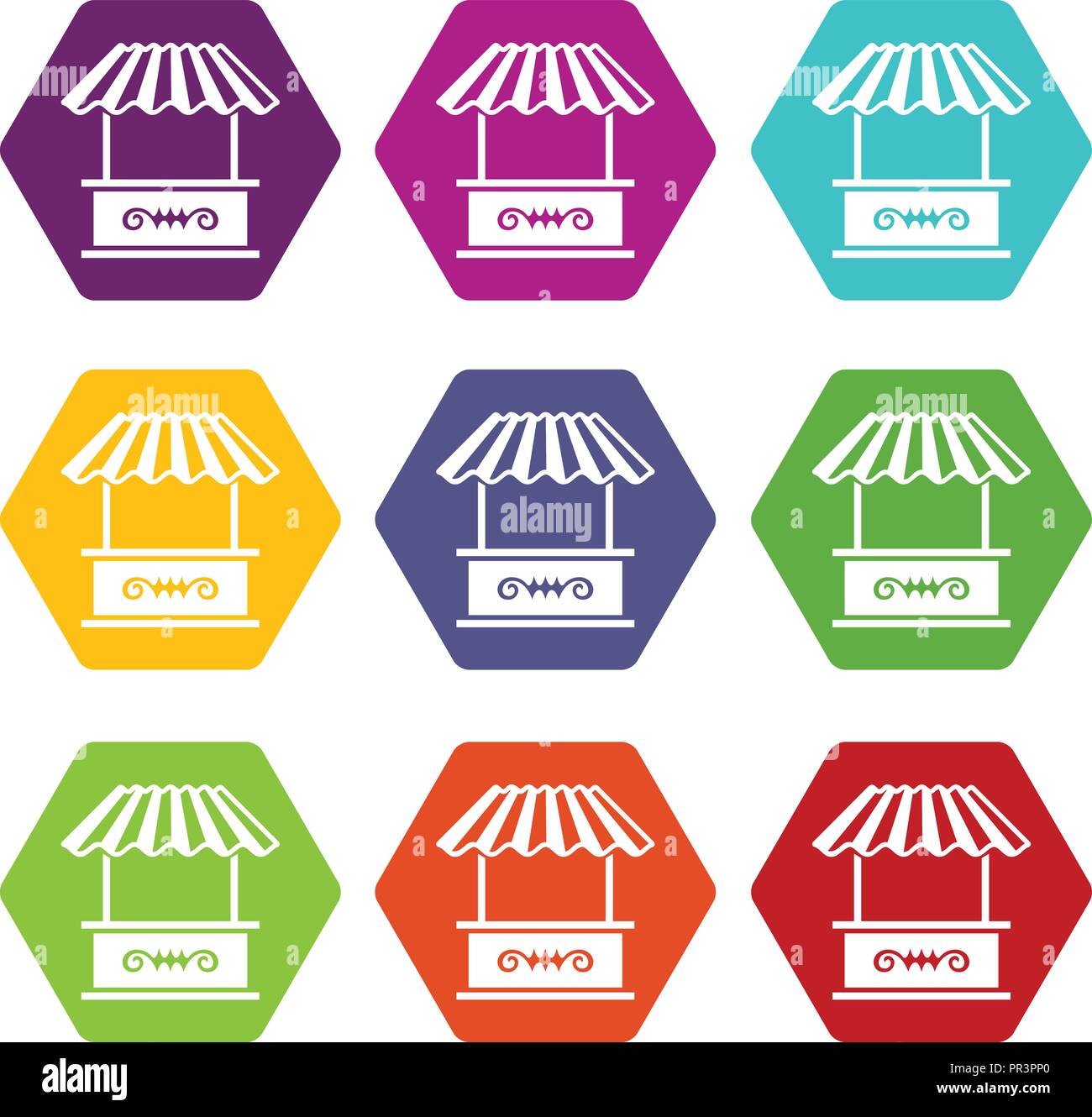 Roof stall icons set 9 vector Stock Vector Image & Art - Alamy