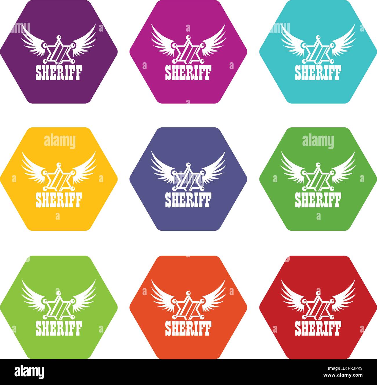 Sheriff icons set 9 vector Stock Vector Image & Art - Alamy