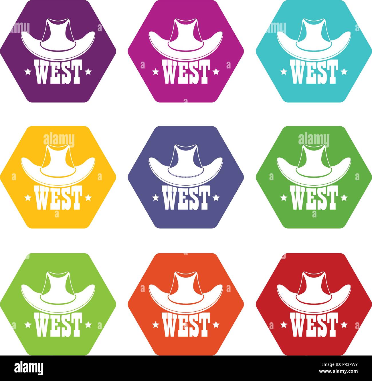 West icons set 9 vector Stock Vector Image & Art - Alamy