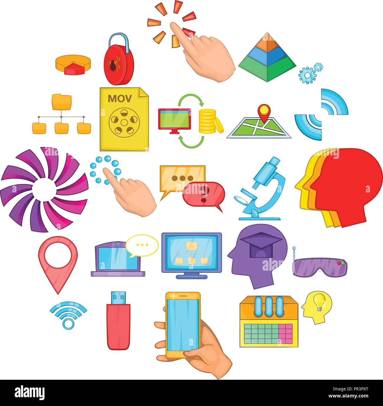 Mobile internet icons set, cartoon style Stock Vector Image & Art - Alamy