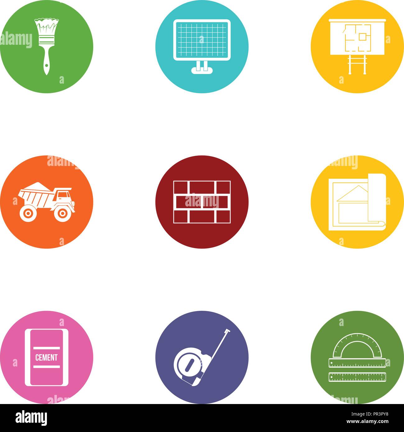 Construction object icons set, flat style Stock Vector Image & Art - Alamy