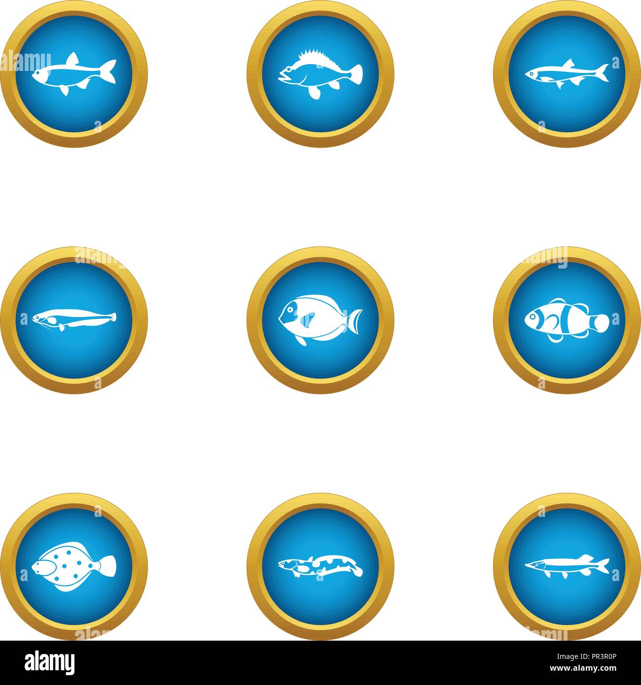 Fish fillet icons set, flat style Stock Vector Image & Art - Alamy