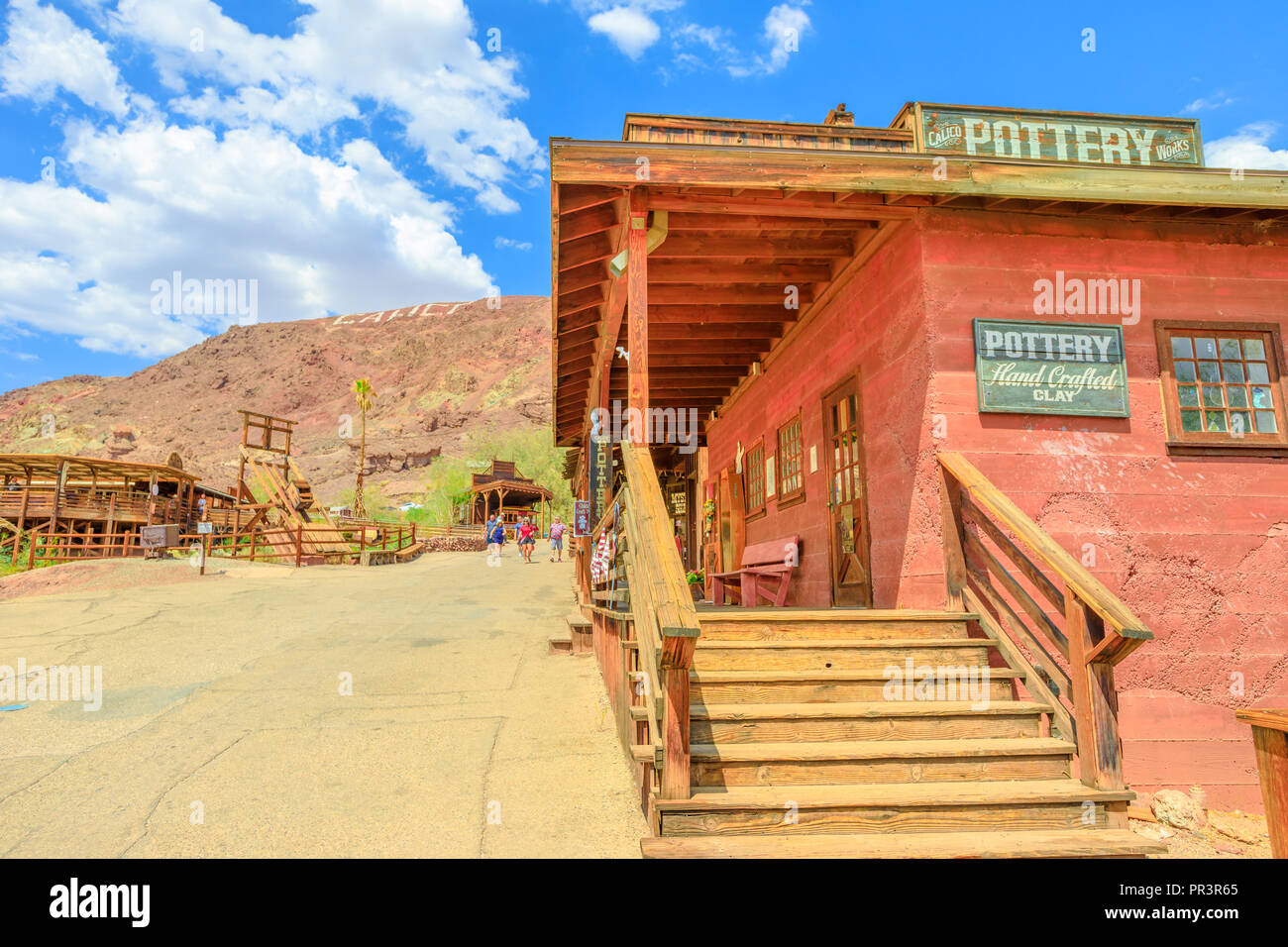 Calico, CA, USA - August 15, 2018: Pottery in main street of Cowboy ...