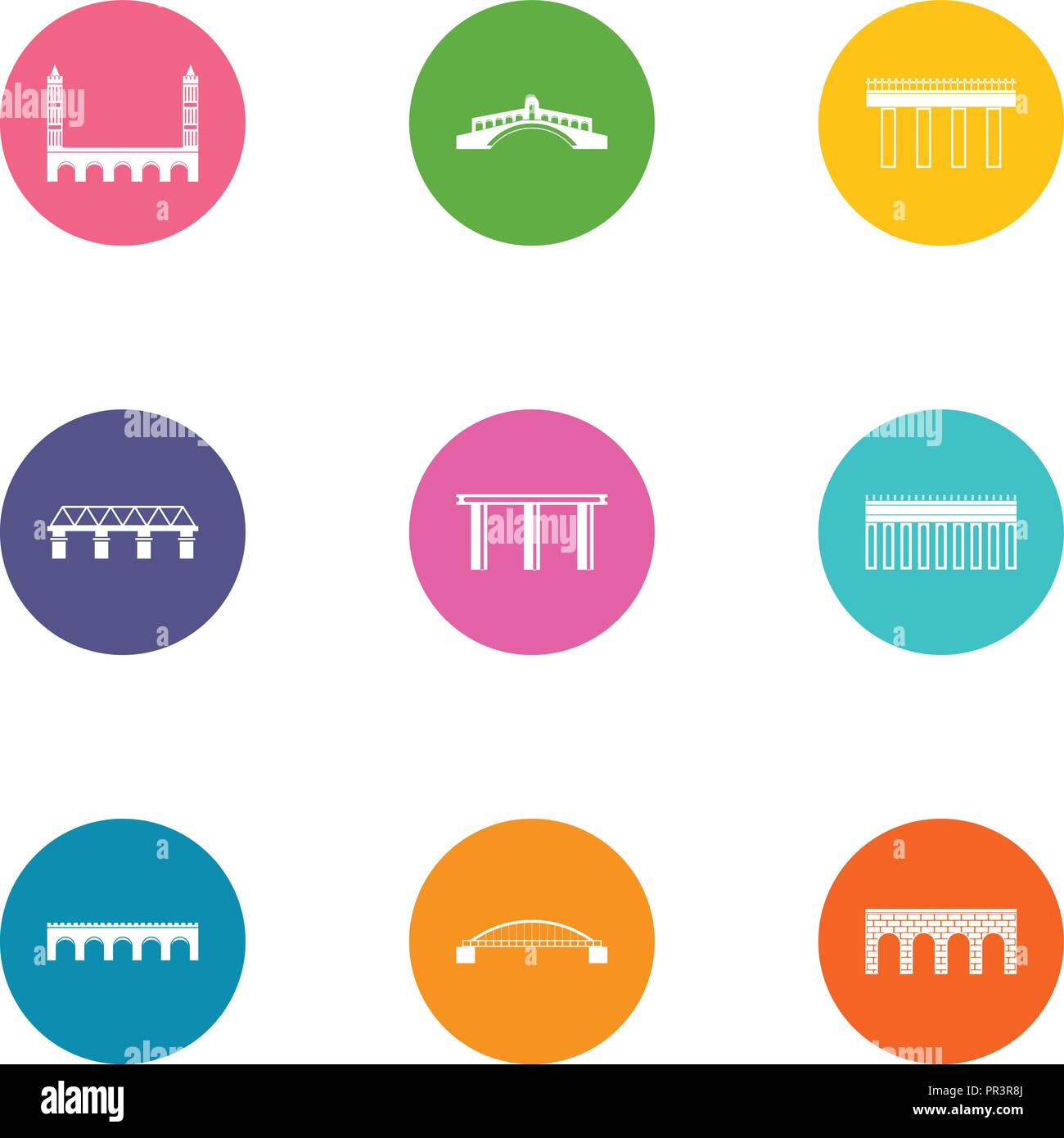 Bridge crossing icons set, flat style Stock Vector Image & Art - Alamy