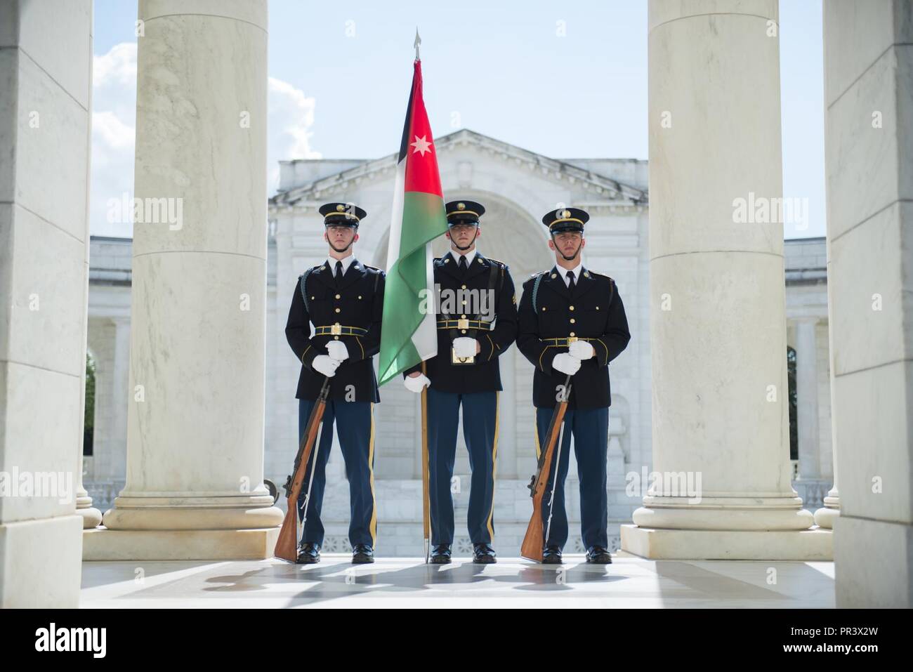 The 3d U.S. Infantry Regiment (The Old Guard) Color Guard members hold ...