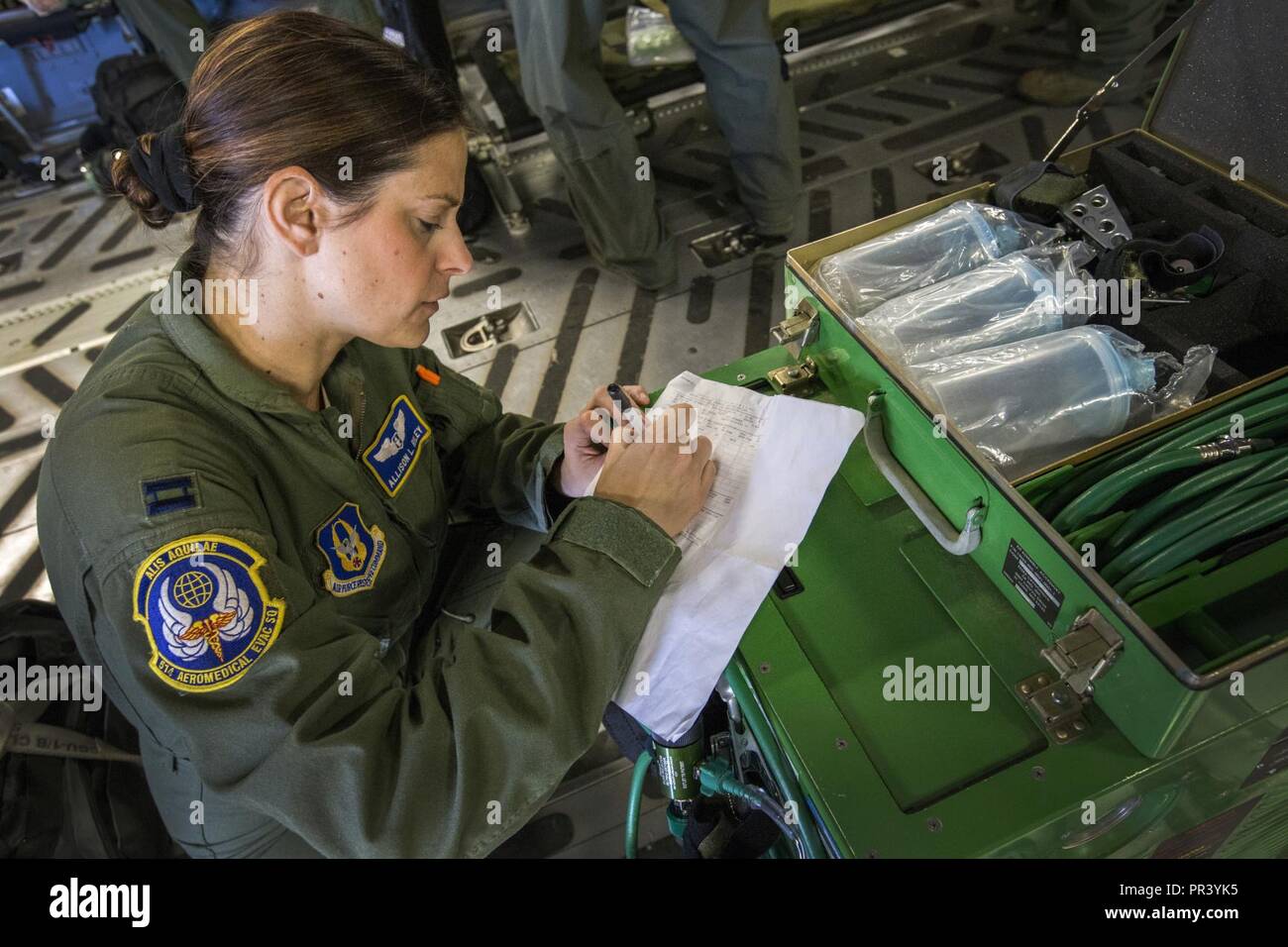 U.S. Air Force Capt. Allison L. Riley, flight nurse, 514th Aeromedical ...