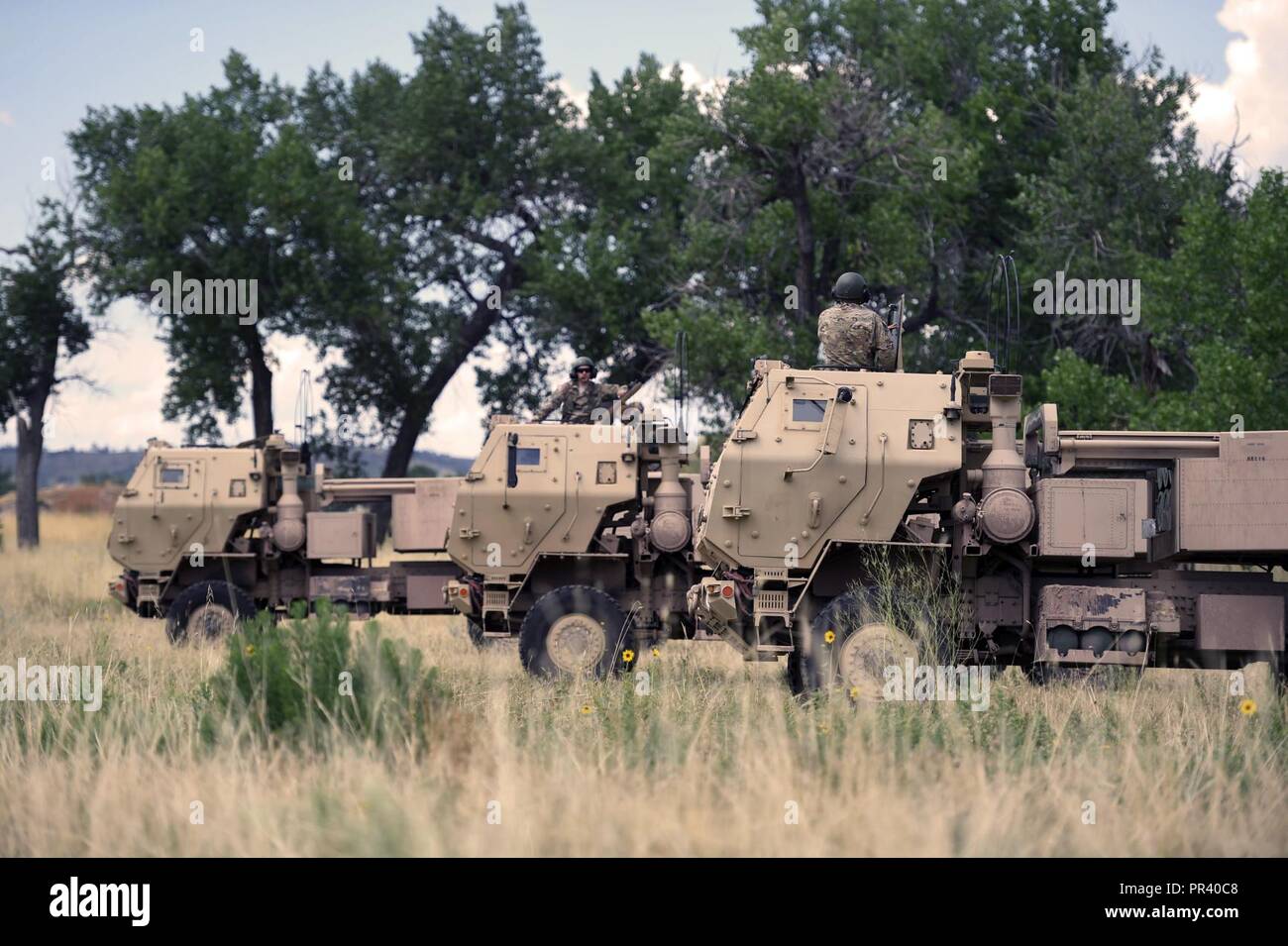 High Mobility Artillery Rocket System launchers, assigned to A and B ...