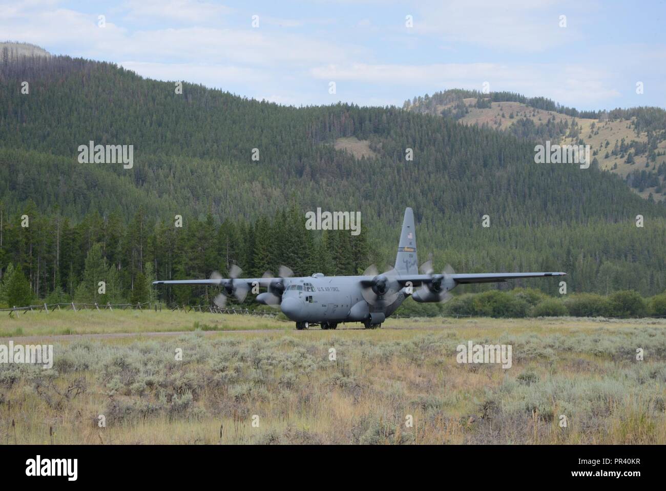 A C-130 Hercules aircraft from the 120th Airlift Wing, Montana Air ...