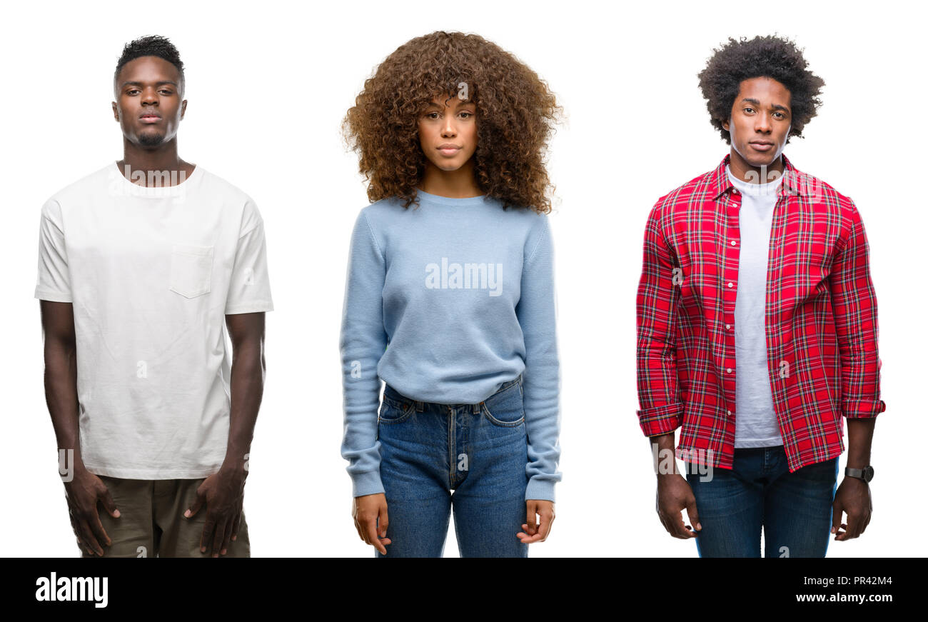 Collage of african american group of people over isolated background ...