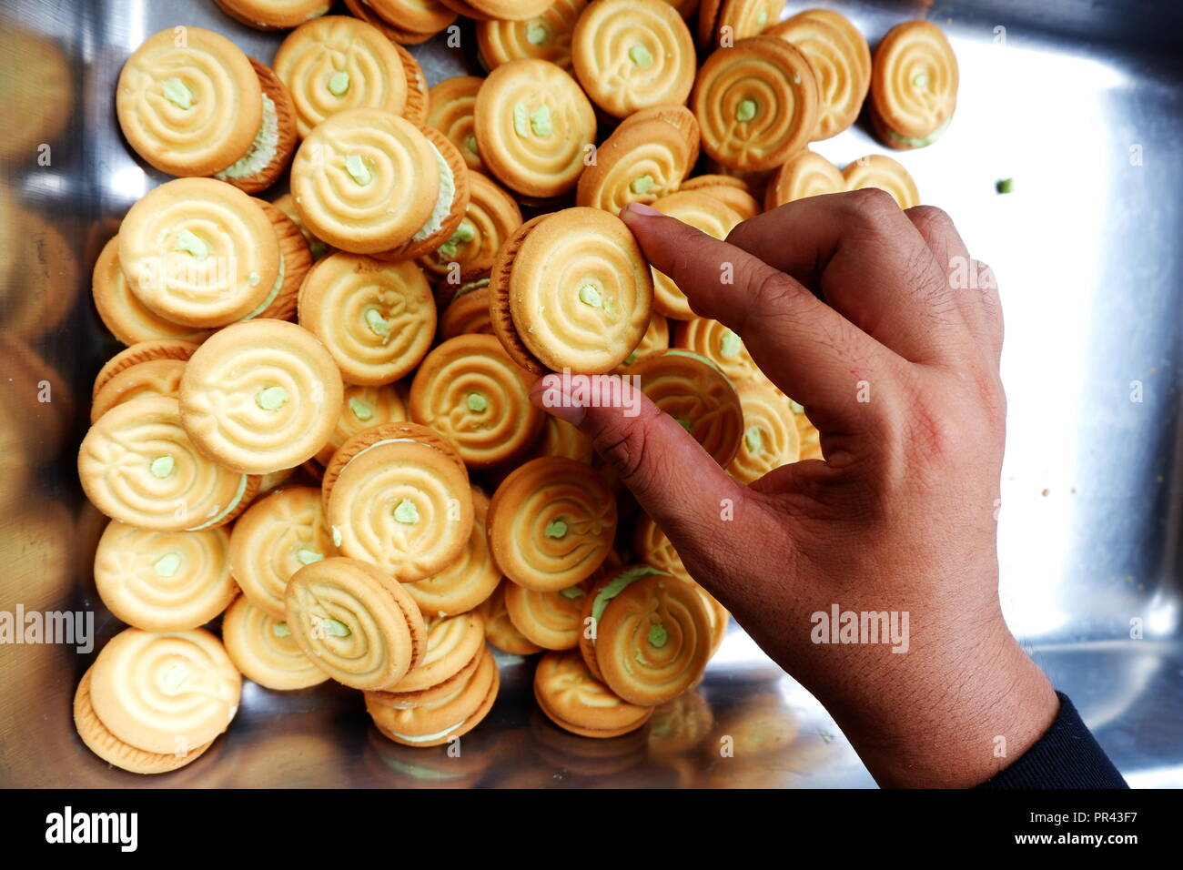 Round salted cracker cookies Stock Photo - Alamy