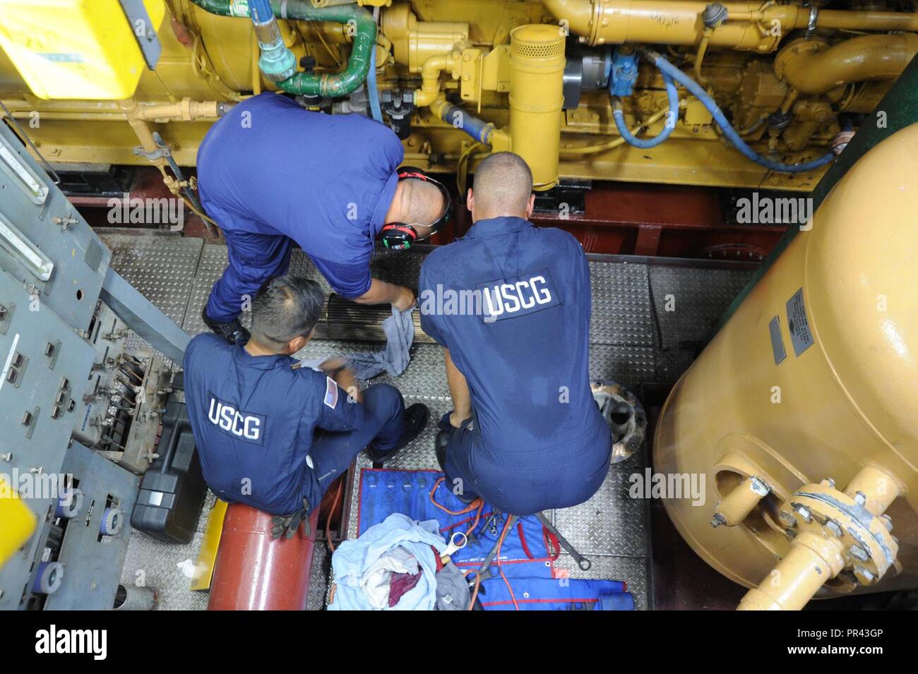 Coast Guard engineers conduct repairs on the Coast Guard Cutter Tampa ...