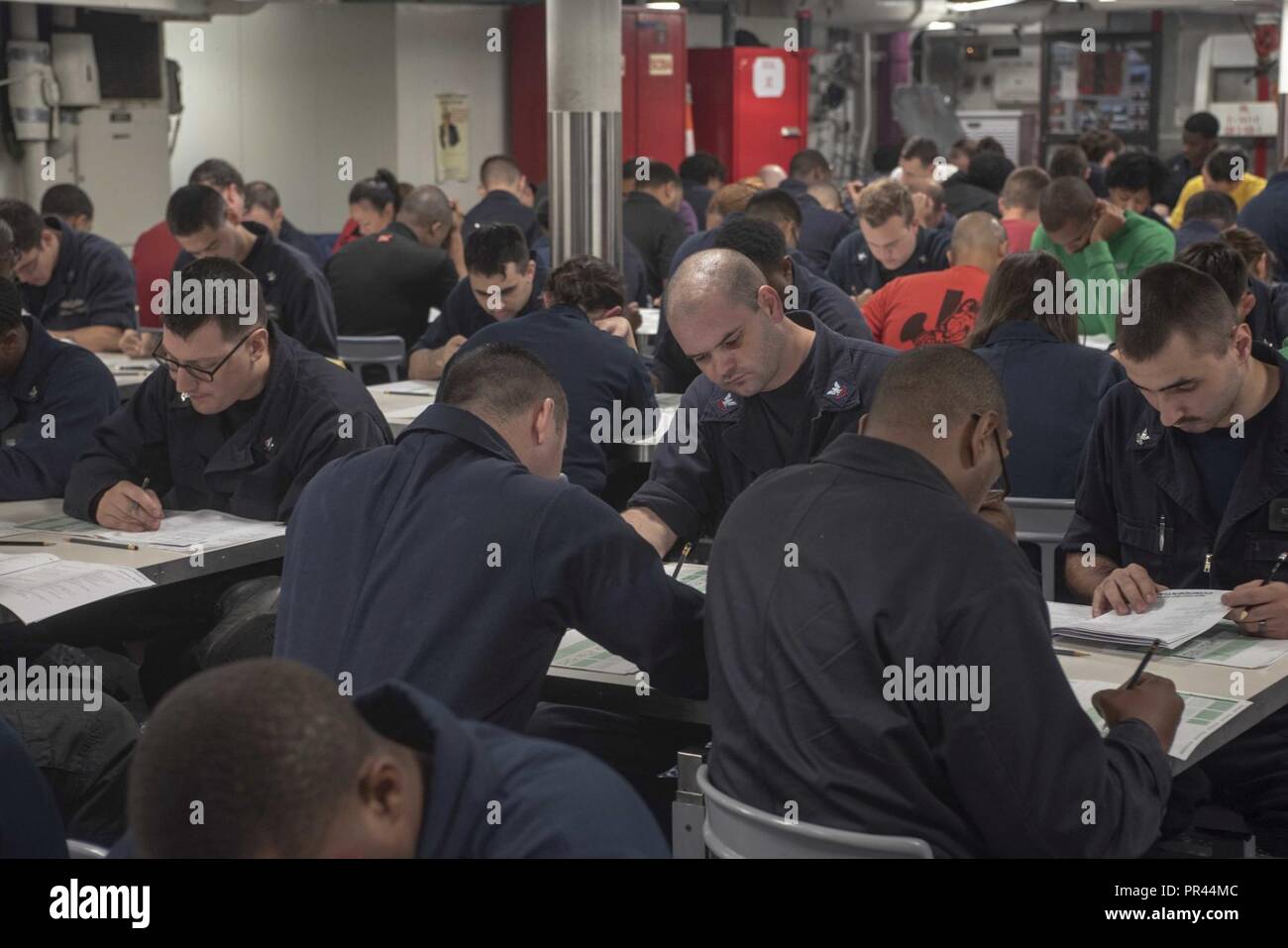 ATLANTIC OCEAN (Sept. 6, 2018) Sailors take the Navy-wide E-6 ...