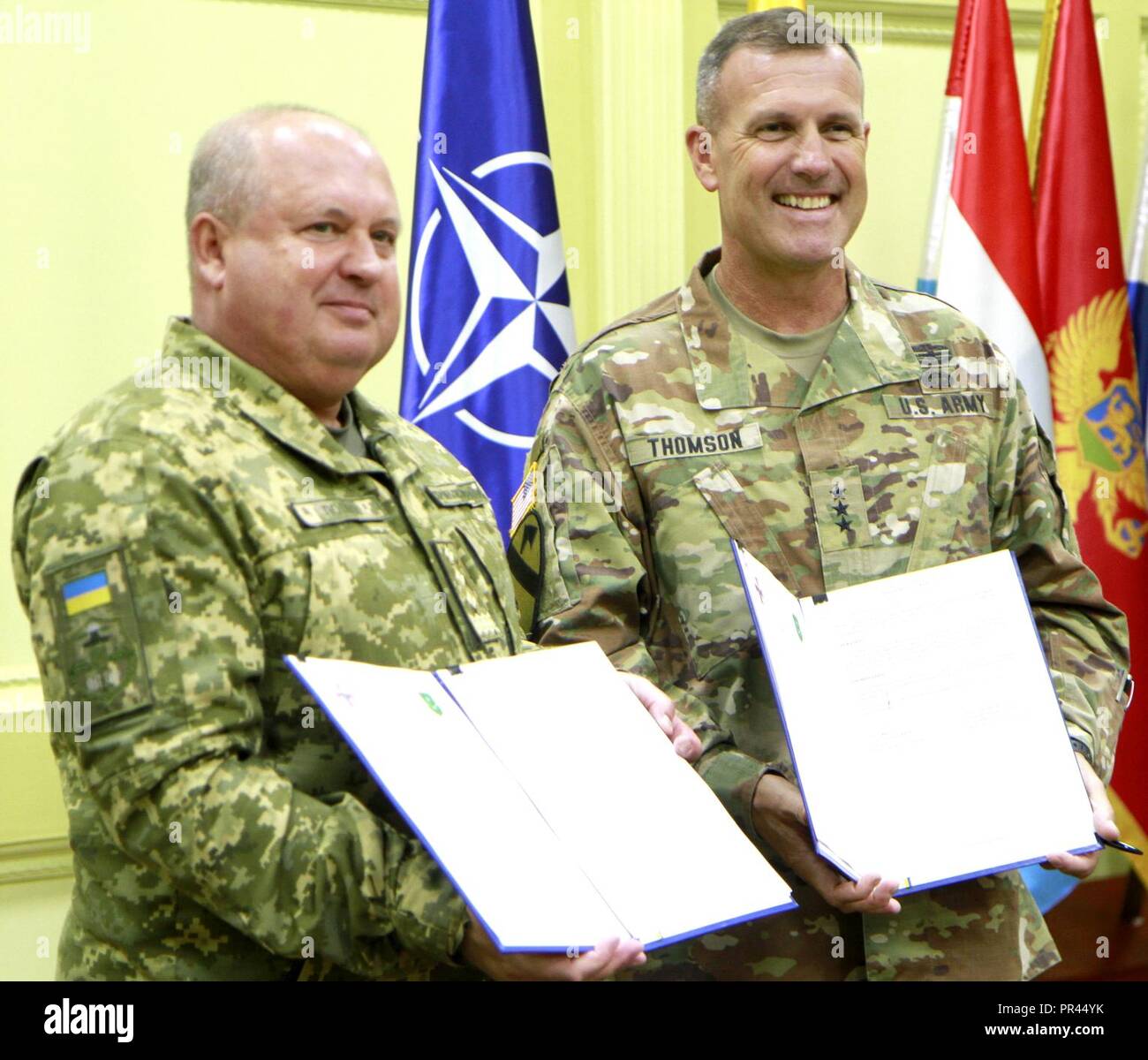 Ukrainian Col. Gen. Serhii Popko (left), Commander of Ukrainian Land ...