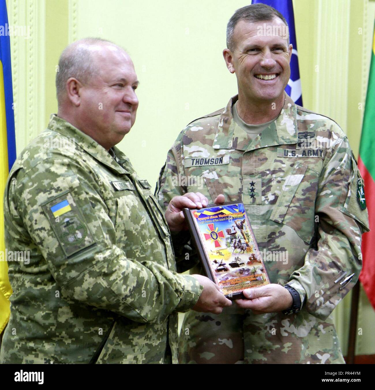 Ukrainian Col. Gen. Serhii Popko (left), Commander of Ukrainian Land ...