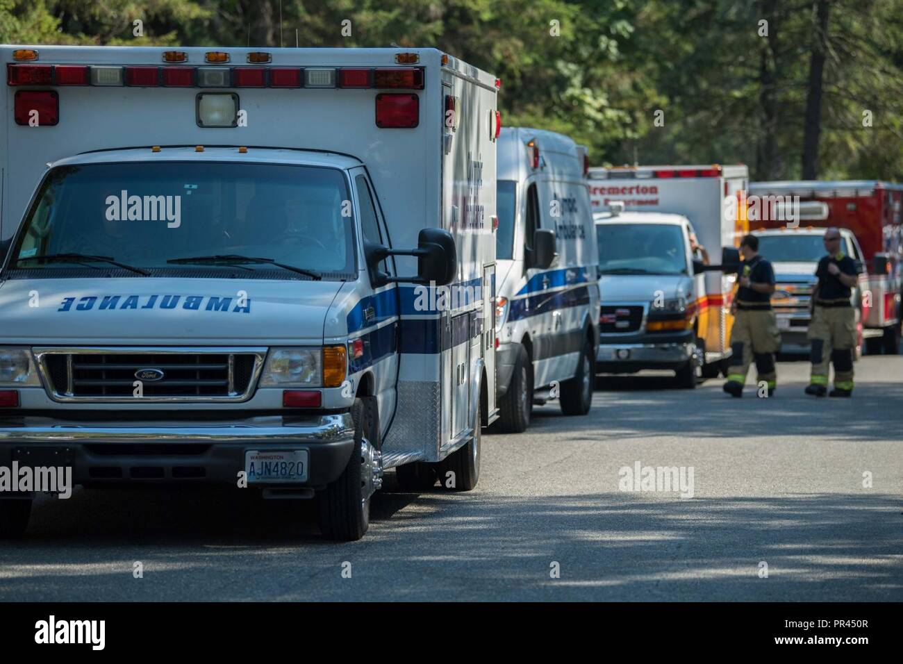 BREMERTON, Wash. (Sept. 6, 2018) Ambulances from Olympic Ambulance ...