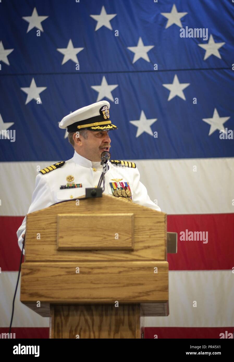 SAN DIEGO (Sept. 6, 2018) Capt. Larry McCullen, commanding officer of ...