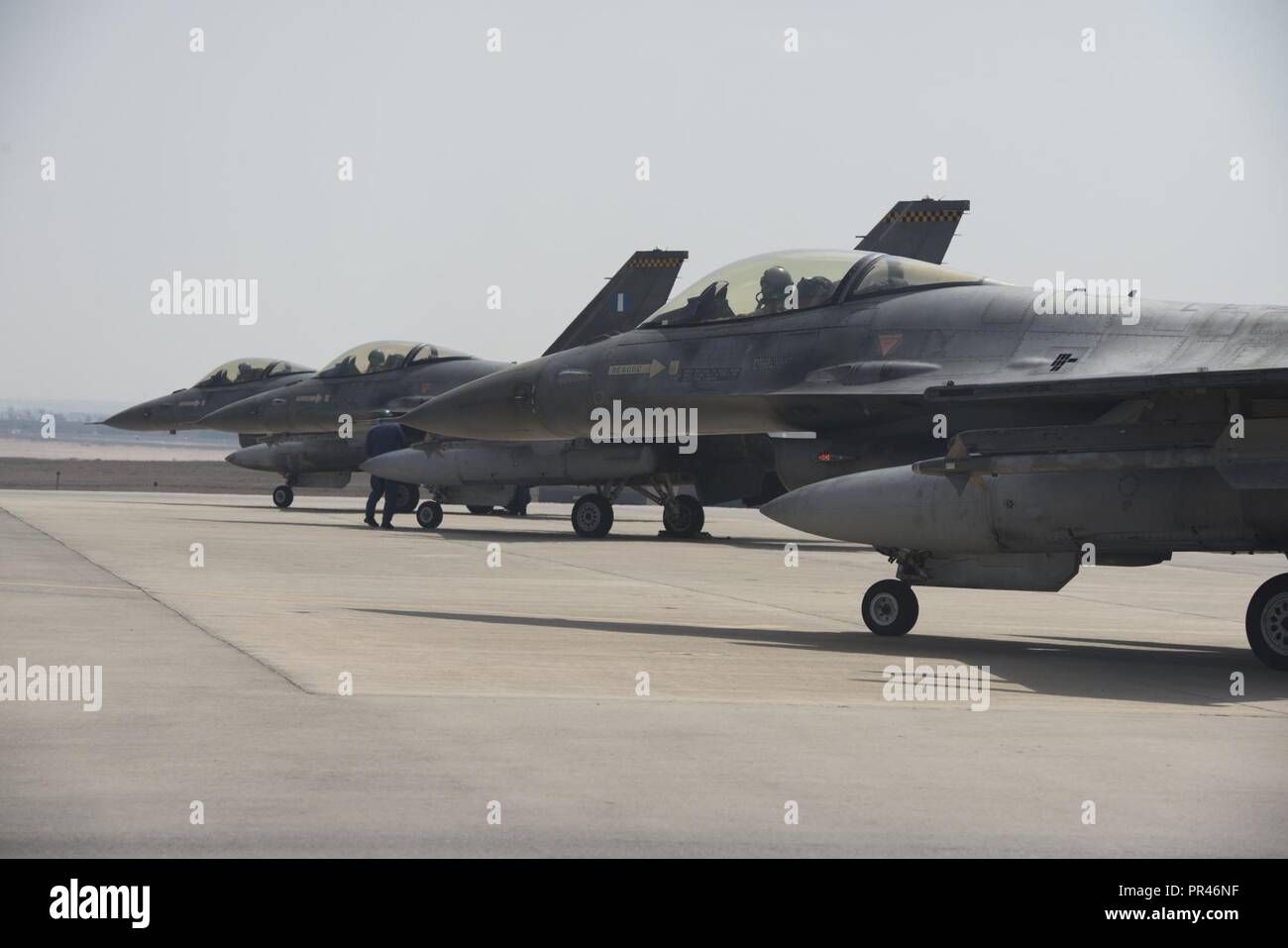 Greek F-16 fighter jets await final inspection at Cairo West Air Base ...
