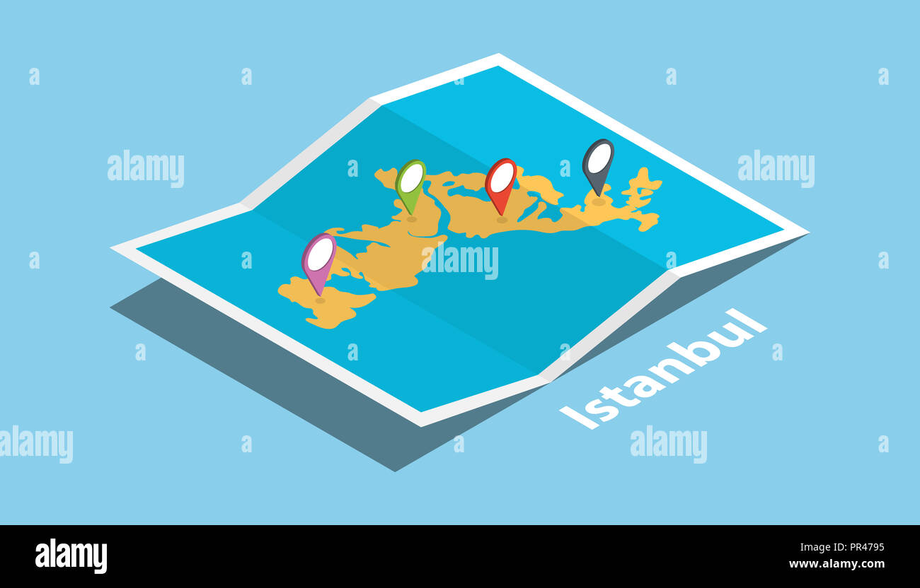 explore istanbul maps with isometric style and pin location tag on top ...