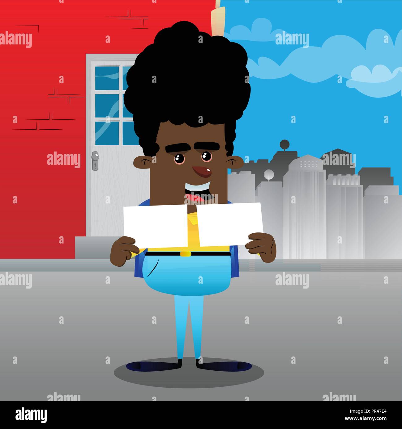 Cartoon happy student showing paper hi-res stock photography and images ...