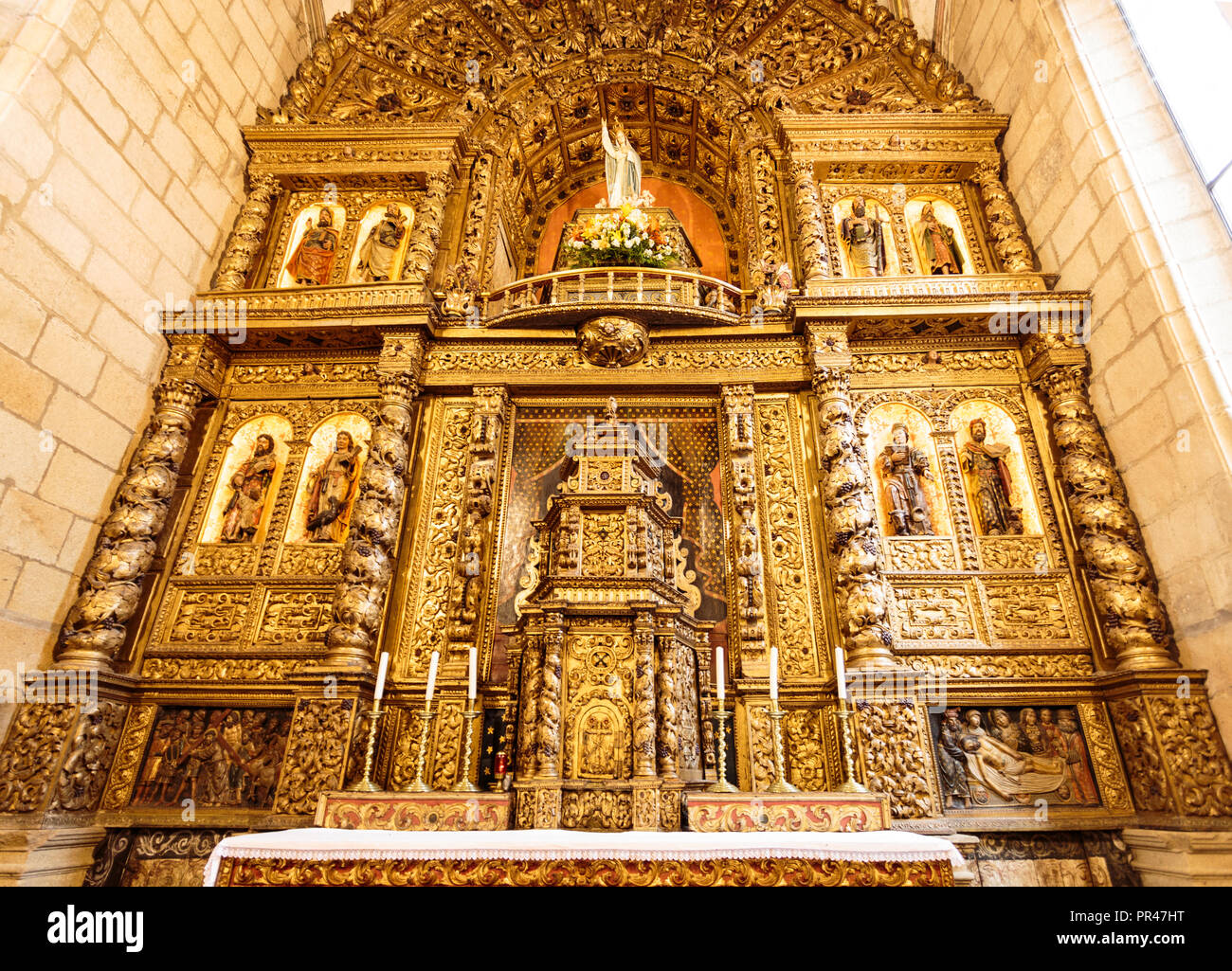 Detail of the 16th century Baroque main altarpiece with magnificent ...