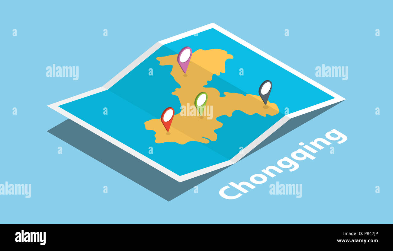 chongqing explore maps location with folded map and pin location maker ...